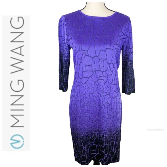 Ming Wang | Dresses | Ming Wang Geometric Sheath Dress Purple | Poshmark